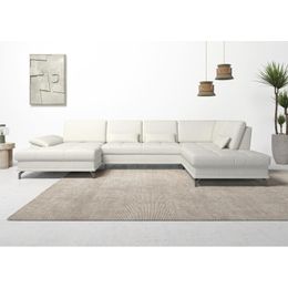 OTTO home Wohnlandschaft &raquo;Costello U-Form, B: 363 cm mit Sitztiefen-, Armteilverstellung &&laquo; 3 Nierenkissen, optional Schlaffunktion & Bettkasten wei&szlig; 