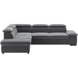 Sit & More sit&more Ecksofa &raquo;Alcudia L-Form, B: 272 cm, Arm- und Kopfteilverstellung, Eckcouch&laquo; optional Schlaffunktion, Komfortsitz grau 98% Polyester, 2% 