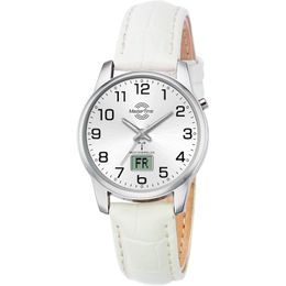 MASTER TIME Damen MASTER TIME Funkuhr &raquo;Basic&laquo; Armbanduhr, Damenuhr, Datum, Leuchtzeiger, Lederarmband wei&szlig; Einheitsgr&ouml;&szlig;e