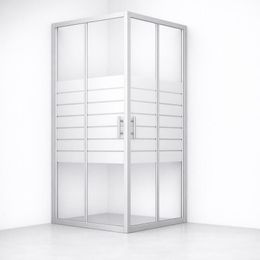 Welltime Eckdusche &raquo;New Trento mit Streifendekor&laquo; Extrahohe 195cm, 6mm ESG, verbessertes Rollensystem, Streifendekor wei&szlig; B/H/T: 90cm x 195cm x 90cm,