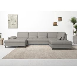 OTTO home Wohnlandschaft &raquo;Costello U-Form, B: 363 cm mit Sitztiefen-, Armteilverstellung &&laquo; 3 Nierenkissen, optional Schlaffunktion & Bettkasten grau 