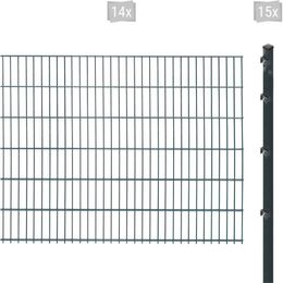 Arvotec Doppelstabmattenzaun &raquo;ESSENTIAL 123 zum Einbetonieren&laquo; Zaunh&ouml;he 123 cm, Zaunl&auml;nge 2 - 60 m grau Kunststoff, Stahl H/L: 123cm x 28m, Pfosten: 15 Stk.