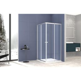 Welltime Eckdusche &raquo;Trento&laquo; 180cm H&ouml;he mit robustem Rollensystem und bis zu 20mm Verstellbereich grau B/H/T: 90cm x 180cm x 90cm, ohne Antikalk-