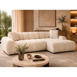 OTTO home Ecksofa &raquo;KIVELLA Feinstruktur L-Form, 246 cm&laquo; Schlaffunktion (123/191cm), Bettkasten, Taschenfederkern und Topper beige B/H/T: 246cm x 69cm 