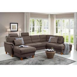 Home Affaire Wohnlandschaft &raquo;Palmera U-Form, B: 308 cm, gro&szlig;e Stoff + Leder Auswahl&laquo; optional Schlaffunktion & Bettkasten, Federkern, XXL-