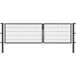 Alberts Zaundoppelt&uuml;r &raquo;Flexo&laquo; 350 cm Breite, in versch. H&ouml;hen grau Stahl B/H: 350cm x 100cm