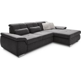 Die PlanBar Ecksofa &raquo;MP-IN16037 L-Form, Breite 289 cm, mit Kaltschaum-Polsterung&laquo; mit Sitztiefenverstellung & Zierkissen grau 100% Polyester B/H/T: 