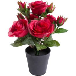 Kunstblume &raquo;Rosenbusch&laquo; rot Kunststoff &Oslash;/H: 20cm x 27cm, 1 Stk.