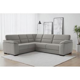 Sit & More sit&more Ecksofa &raquo;Montego L-Form, B: 256 cm, gro&szlig;e Stoffauswahl, Komfortsitzh&ouml;he 46 cm&laquo; mit Schlaffunktion, optional Schubkasten mit Stauraum grau 100