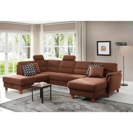 Home Affaire Wohnlandschaft &raquo;Palmera U-Form, B: 308 cm, gro&szlig;e Stoff + Leder Auswahl&laquo; mit Schlaffunktion & Bettkasten, Federkern, XXL-Wohnlandschaft 