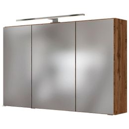 Welltime Spiegelschrank &raquo;Baabe&laquo; Breite 100 cm, mit 3D-Effekt, dank 3 Spiegelt&uuml;ren braun Holzwerkstoff eiche, B/H/T: 100cm x 64cm x 20cm, T&uuml;ren: 3 Stk.
