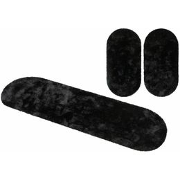 Bruno Banani Hochflor-Bettumrandung &raquo;Dana Teppich, Kundenliebling&laquo; H&ouml;he 30 mm 3 tlg. unifarben, Mikrofaser, pflegeleicht, Bettvorleger, Schlafzimmer schwarz 