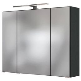 Welltime Spiegelschrank &raquo;Baabe&laquo; Breite 80 cm, mit 3D-Effekt, dank 3 Spiegelt&uuml;ren grau Holzwerkstoff Graphit, B/H/T: 80cm x 64cm x 20cm, T&uuml;ren: 3 Stk.