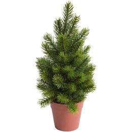 K&uuml;nstliche Zimmerpflanze &raquo;Tannenbaum im braunem Kunststofftopf&laquo; gr&uuml;n Kunststoff &Oslash;/H: 16cm x 35cm, 1 Stk.