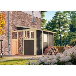 Karibu Gartenhaus &raquo;Wurmberg 3&laquo; terragrau oder naturbelassen grau Holzwerkstoff ohne Fu&szlig;boden