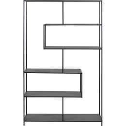 ACTONA GROUP B&uuml;cherregal Metallgestell, modernes Design, 5 Einlegeb&ouml;den, asymmetrische Details schwarz Melamin, Metall B/H/T: 114cm x 185cm x 35cm