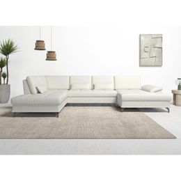 OTTO home Wohnlandschaft &raquo;Costello U-Form, B: 363 cm mit Sitztiefen-, Armteilverstellung &&laquo; 3 Nierenkissen, optional Schlaffunktion & Bettkasten wei&szlig; 