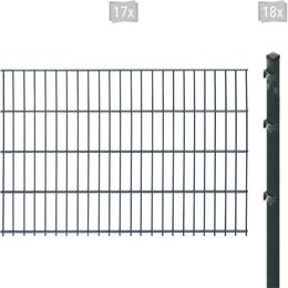 Arvotec Doppelstabmattenzaun &raquo;ESSENTIAL 83 zum Einbetonieren&laquo; Zaunh&ouml;he 83 cm, Zaunl&auml;nge 2 - 60 m grau Kunststoff, Stahl H/L: 83cm x 34m, Pfosten: 18 Stk.