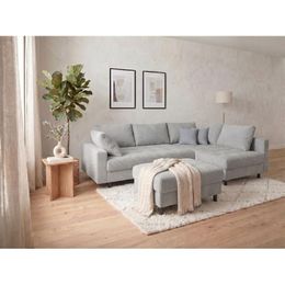 Collection AB Ecksofa &raquo;Toni XL L-Form 274 cm Set inkl. Hocker&laquo; Set: Sofa & Hocker, 2 Zierkissen, Bonell-Federkern grau 100%Polyester B/H/T: 274cm x 