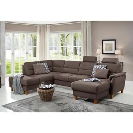 Home Affaire Wohnlandschaft &raquo;Palmera U-Form, B: 308 cm, gro&szlig;e Stoff + Leder Auswahl&laquo; mit Schlaffunktion, optional Bettkasten, Federkern, XXL-
