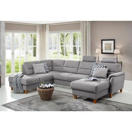 Home Affaire Wohnlandschaft &raquo;Palmera U-Form, B: 308 cm, gro&szlig;e Stoff + Leder Auswahl&laquo; optional Schlaffunktion & Bettkasten, Federkern, XXL-