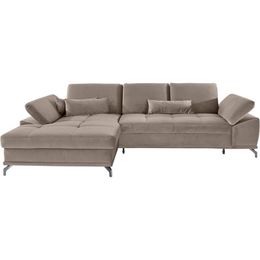 OTTO home Ecksofa &raquo;Costello L-Form, B: 301cm, Sitztiefen & Armteilverstellung, Federkern&laquo; 3 Nierenkissen, optional Schlaffunktion & Bettkasten beige 