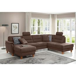 Home Affaire Wohnlandschaft &raquo;Palmera U-Form, B: 308 cm, gro&szlig;e Stoff + Leder Auswahl&laquo; mit Schlaffunktion, optional Bettkasten, Federkern, XXL-