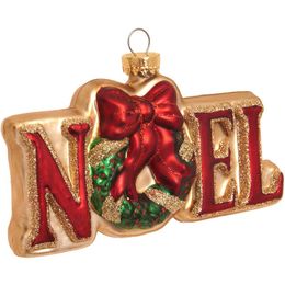 Weihnachtsbaumkugel &raquo;Baumschmuck Noel-Aufh&auml;nger gold 7cm&laquo; Dekoriert mit Liebe zum Detail Glas 11cm