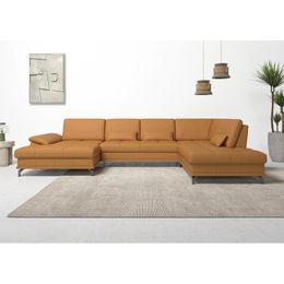 OTTO home Wohnlandschaft &raquo;Costello U-Form, B: 363 cm mit Sitztiefen-, Armteilverstellung &&laquo; 3 Nierenkissen, optional Schlaffunktion & Bettkasten gelb 