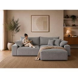OTTO home Ecksofa &raquo;Amici L-Form, B: 302 cm, Mega-Sofa in Boucle und Cord&laquo; Couch mit Federkern & 6 Zierkissen, frei stellbar 100% Polyester B/H/T: 