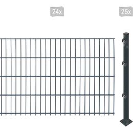 Arvotec Doppelstabmattenzaun &raquo;ESSENTIAL 83 zum Aufschrauben&laquo; Zaunh&ouml;he 83 cm, Zaunl&auml;nge 2 - 60 m grau Kunststoff, Stahl H/L: 83cm x 48m, Pfosten: 25 Stk.