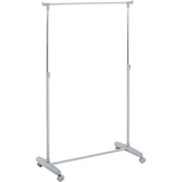 HAKU Garderobenst&auml;nder &raquo;Garderobe, Garderobenst&auml;nder, Kleiderst&auml;nder auf Rollen, Kleiderwagen&laquo; rechteckig - aus Metall Grau - B/T/H 81/39/96-160 cm 
