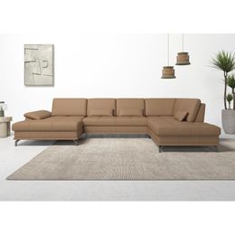 OTTO home Wohnlandschaft &raquo;Costello U-Form, B: 363 cm mit Sitztiefen-, Armteilverstellung &&laquo; 3 Nierenkissen, optional Schlaffunktion & Bettkasten braun