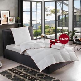 Ribeco Daunenbettdecke &raquo;Ella, Bettdecke GRATIS dazu 1x Handtuch&laquo; warm F&uuml;llung 90% Daunen & 10% Federn 1 Stk. tlg. Daunendecke hergestellt ind 