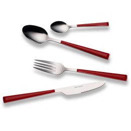 ECHTWERK Besteck-Set &raquo;Basic&laquo; Camping/Picknickbesteck, Kunststoffgriffe rot Edelstahl 18/0 24 Stk.