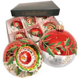 Weihnachtsbaumkugel &raquo;Weihnachtskugel Reflex- und Kugelset rot 8cm&laquo; Dekoriert mit Liebe zum Detail rot Glas 8cm