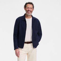 LANDS' END Premium Reinleinen-Bomberjacke, Herren, size: Mens Regular, Blau, Leinen, by Lands' End