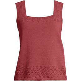 LANDS' END Feinstrick-Top mit Ajourdetails f&uuml;r Damen, Damen, size: regular, Rot, Baumwoll-Mischung/Polyester-Mischung, by Lands' End