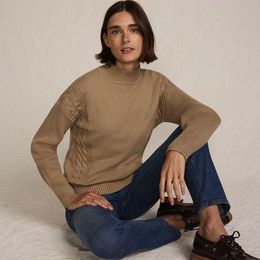 LANDS' END Stehkragenpullover Silk Touch f&uuml;r Damen, Damen, size: regular, Beige, Polyester/Nylon/Viskose, by Lands' End