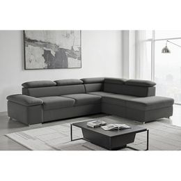 Sit & More sit&more Ecksofa &raquo;Valantine L-Form, B: 272 cm, Armteilverstellung, Kopfteilverstellung&laquo; mit Schlaffunktion, Komfortsofa, modern grau 100% Polyester;