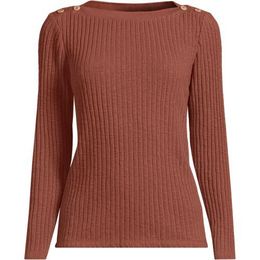 LANDS' END Rippstrick-Shirt mit U-Boot-Ausschnitt f&uuml;r Damen in Plus-Gr&ouml;&szlig;e, Damen, size: plus, Braun, Elasthan/Baumwoll-Mischung/Polyester-Mischung, by Lands' End