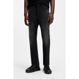 Hugo Herren Hugo Tapered-fit-Jeans &raquo;Hugo 634&laquo; aus Stretch-Denim, mit Knopfleiste schwarz 34, L&auml;nge 34