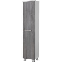 Welltime Midischrank &raquo;Trento, verschiedene Ausf&uuml;hrungen und Farben&laquo; Badm&ouml;bel, Breite 30 cm, 1 T&uuml;r, Made in Germany silber MDF wei&szlig;, B/H/T: 30cm x 