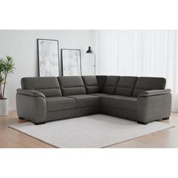 Sit & More sit&more Ecksofa &raquo;Montego L-Form, B: 256 cm, gro&szlig;e Stoffauswahl, Komfortsitzh&ouml;he 46 cm&laquo; mit Schlaffunktion, optional Schubkasten mit Stauraum grau 100