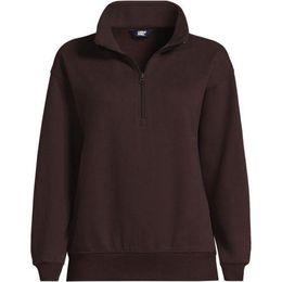 LANDS' END Serious Sweats Pullover mit Rei&szlig;verschluss f&uuml;r Damen in Plus-Gr&ouml;&szlig;e, Damen, size: plus, Braun, Baumwoll-Mischung/Polyester-Mischung, by Lands' End