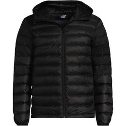 LANDS' END Ultraleichte verstaubare Daunen-Kapuzenjacke WANDERWEIGHT f&uuml;r Herren, Herren, size: regular, Schwarz, Polyester/Nylon, by Lands' End
