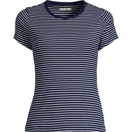 LANDS' END Rippshirt mit kurzen &Auml;rmeln f&uuml;r Damen, Damen, size: regular, Blau, Elasthan/Baumwoll-Mischung, by Lands' End