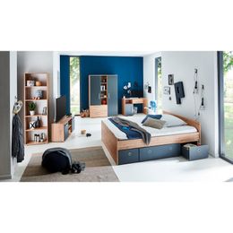 Arthur Berndt Jugendzimmer-Set &raquo;Alessio, Anthrazit mit Artisan Eiche Dekor, viel Stauraum&laquo; Set, Kleiderschrank, Bett mit Schubkasten, Schreibtisch, 