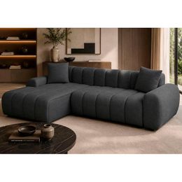 OTTO home Ecksofa &raquo;KIVELLA Feinstruktur L-Form, 246 cm&laquo; Schlaffunktion (123/191cm), Bettkasten, Taschenfederkern und Topper grau B/H/T: 246cm x 69cm x