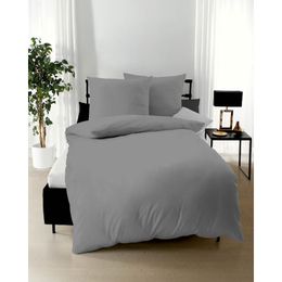 Kaeppel Bettw&auml;sche &raquo;Uni&laquo; 2 Stk. Unifarben grau Mako-Satin, Obermaterial: 100% Baumwolle B/L: 135cm x 200cm, 1 Stk., 1 Stk., Mako-Satin, B/L: 80cm x 80cm, 2 